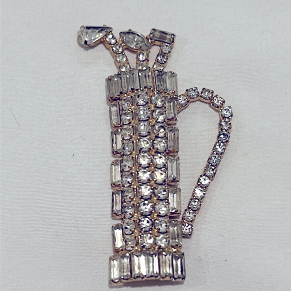 Jewelry | Rhinestone Vintage Golf Bag Pin Wbaguette Rhinestones New ...